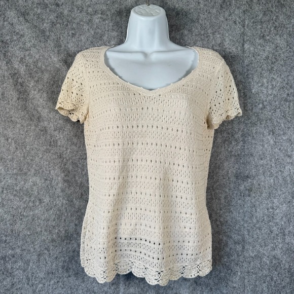 Emma James | Tops | Vtg Emma James Crochet Lace Top Womens Medium Ivory ...